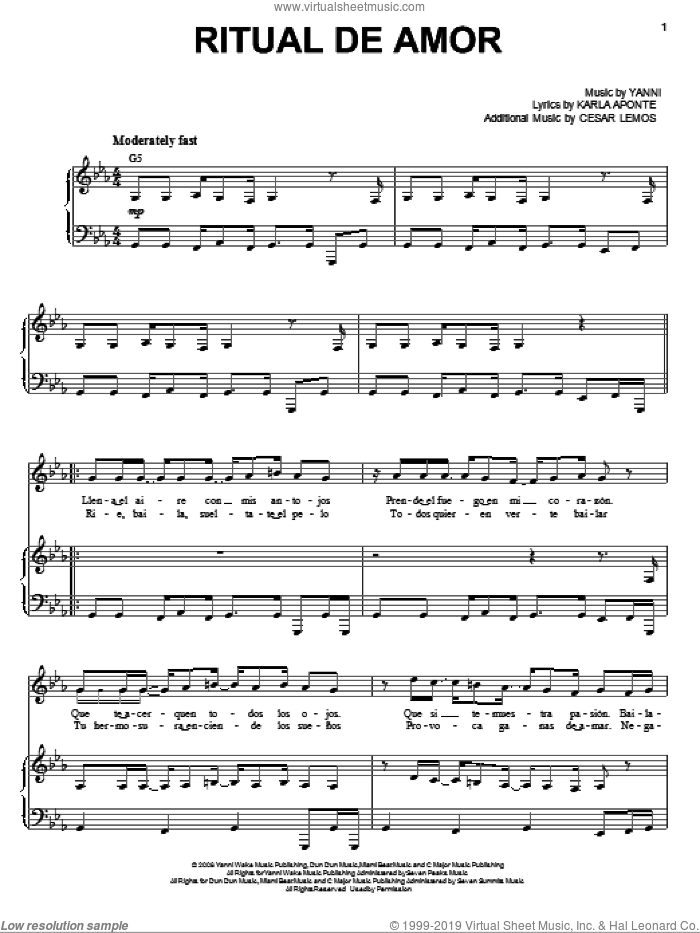 Ritual De Amor sheet music for voice, piano or guitar (PDF)