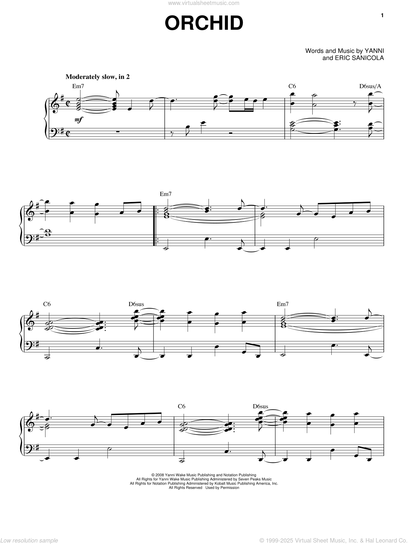 Orchid sheet music for voice, piano or guitar (PDF-interactive)