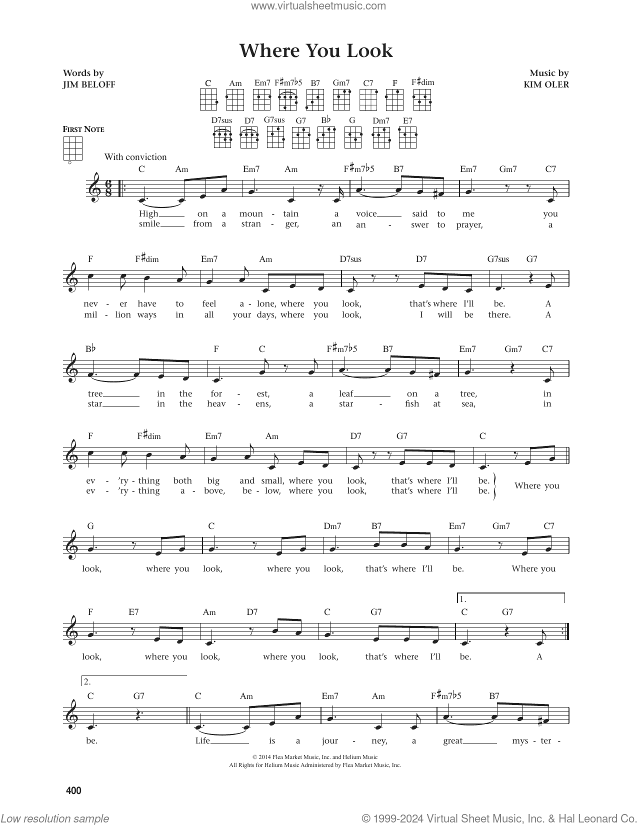 Where You Look (from The Daily Ukulele) (arr. Jim Beloff) sheet music