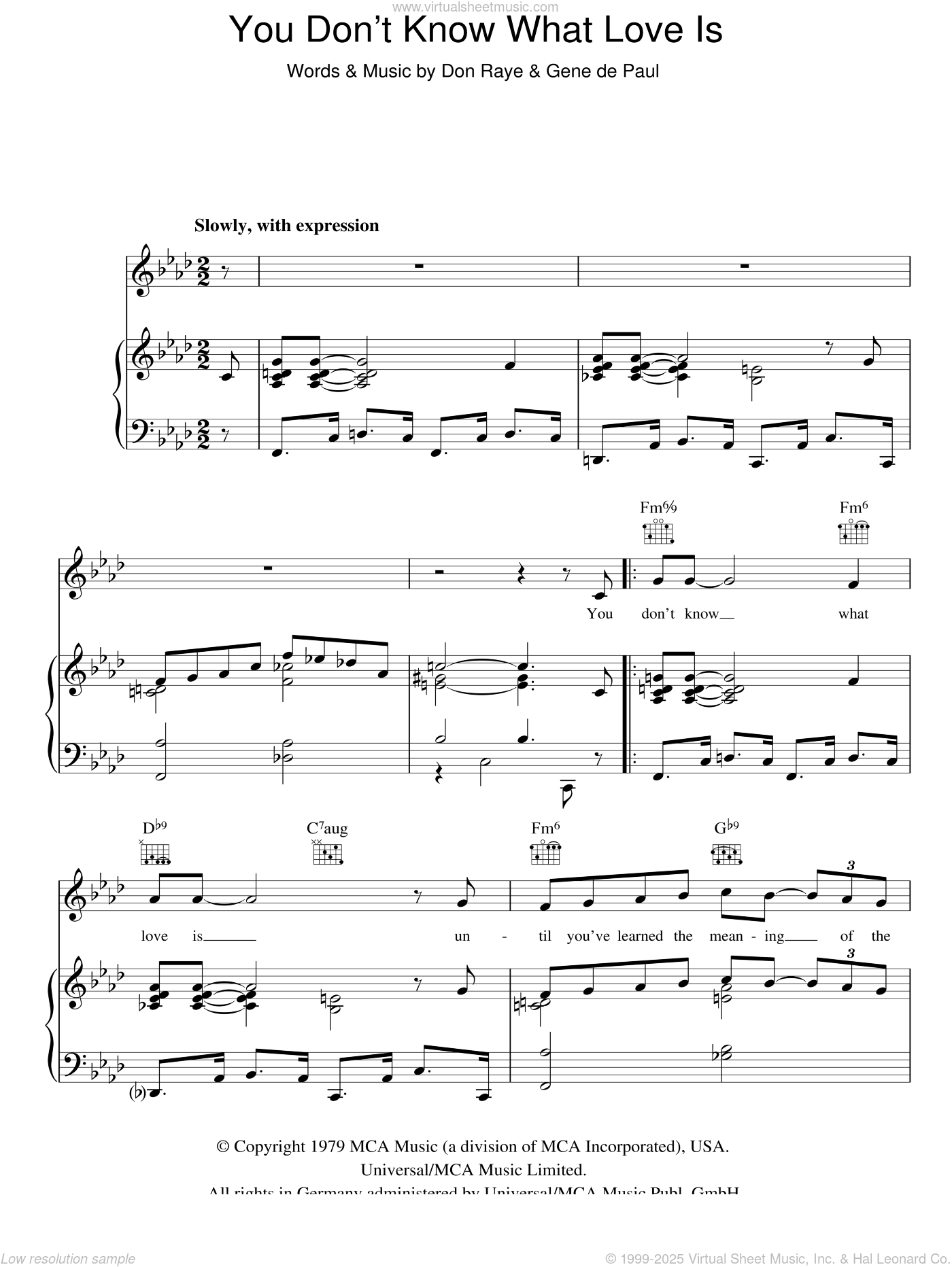 Andy Williams: You Don't Know What Love Is sheet music for voice, piano or guitar