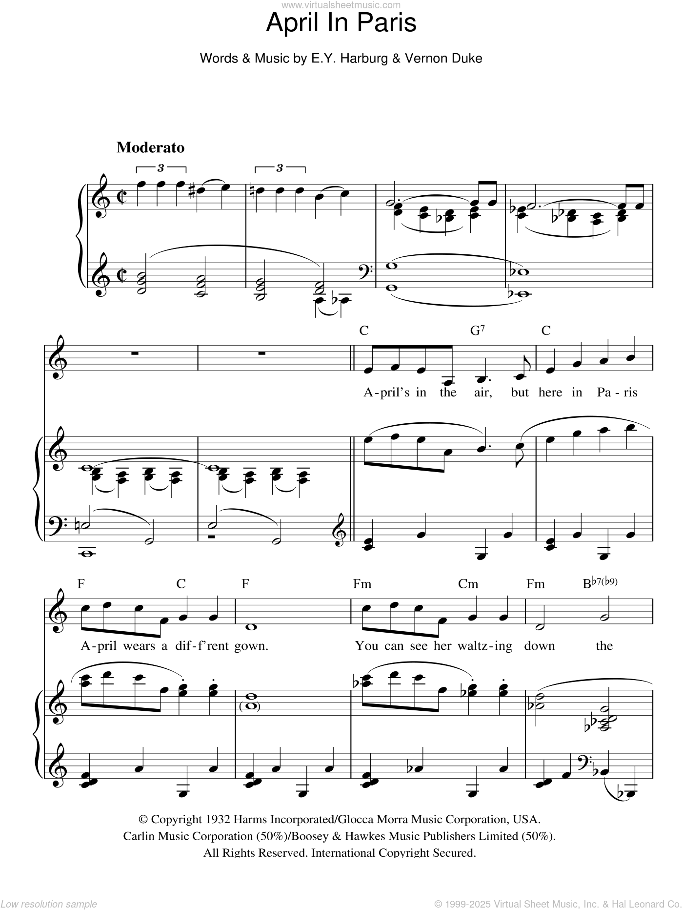 Dean Martin: April In Paris sheet music for voice, piano or guitar