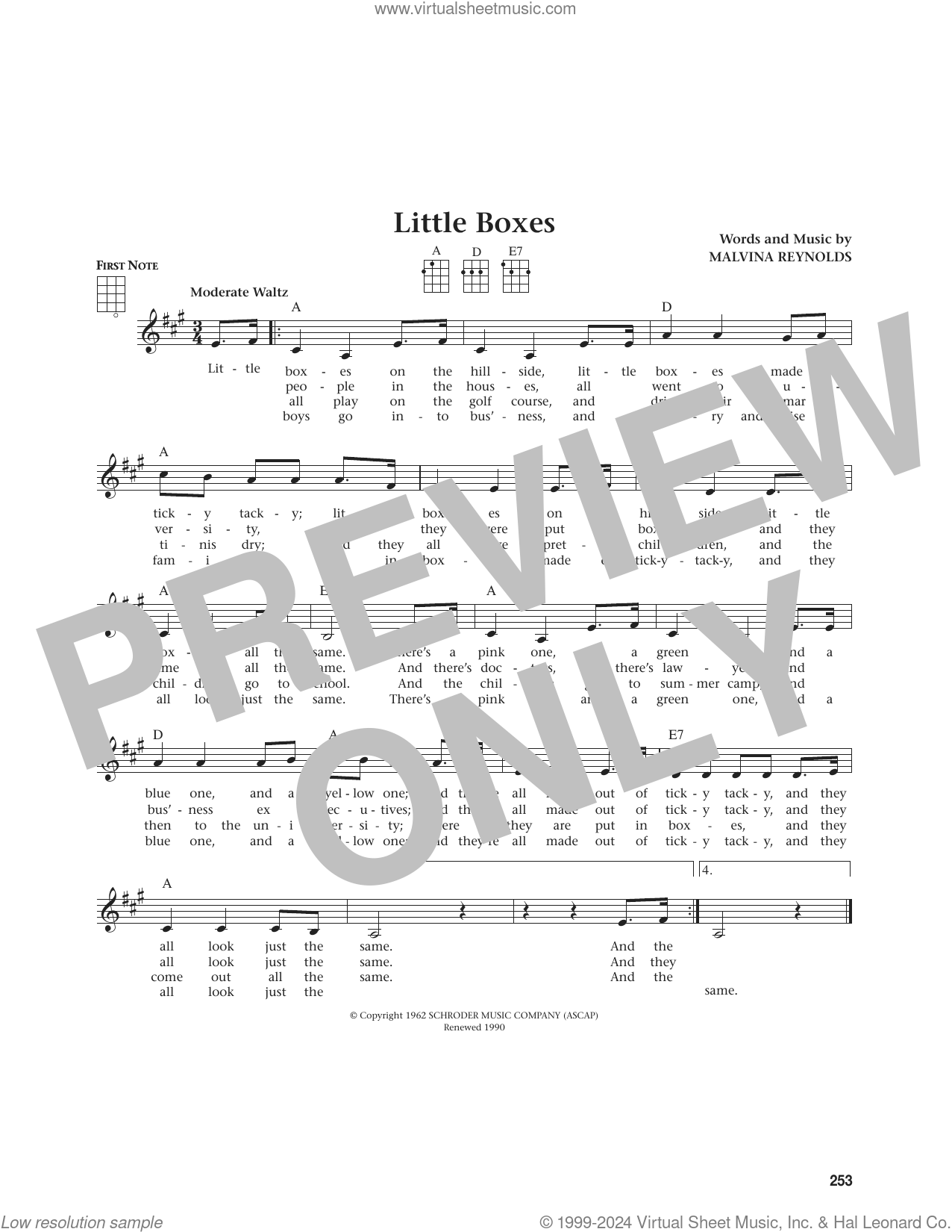Little Boxes (from The Daily Ukulele) (arr. Jim Beloff) sheet music