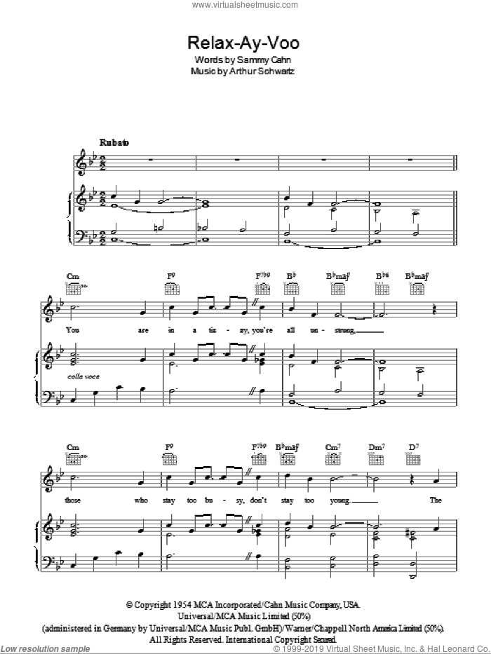 Relax-Ay-Voo sheet music for voice, piano or guitar (PDF)