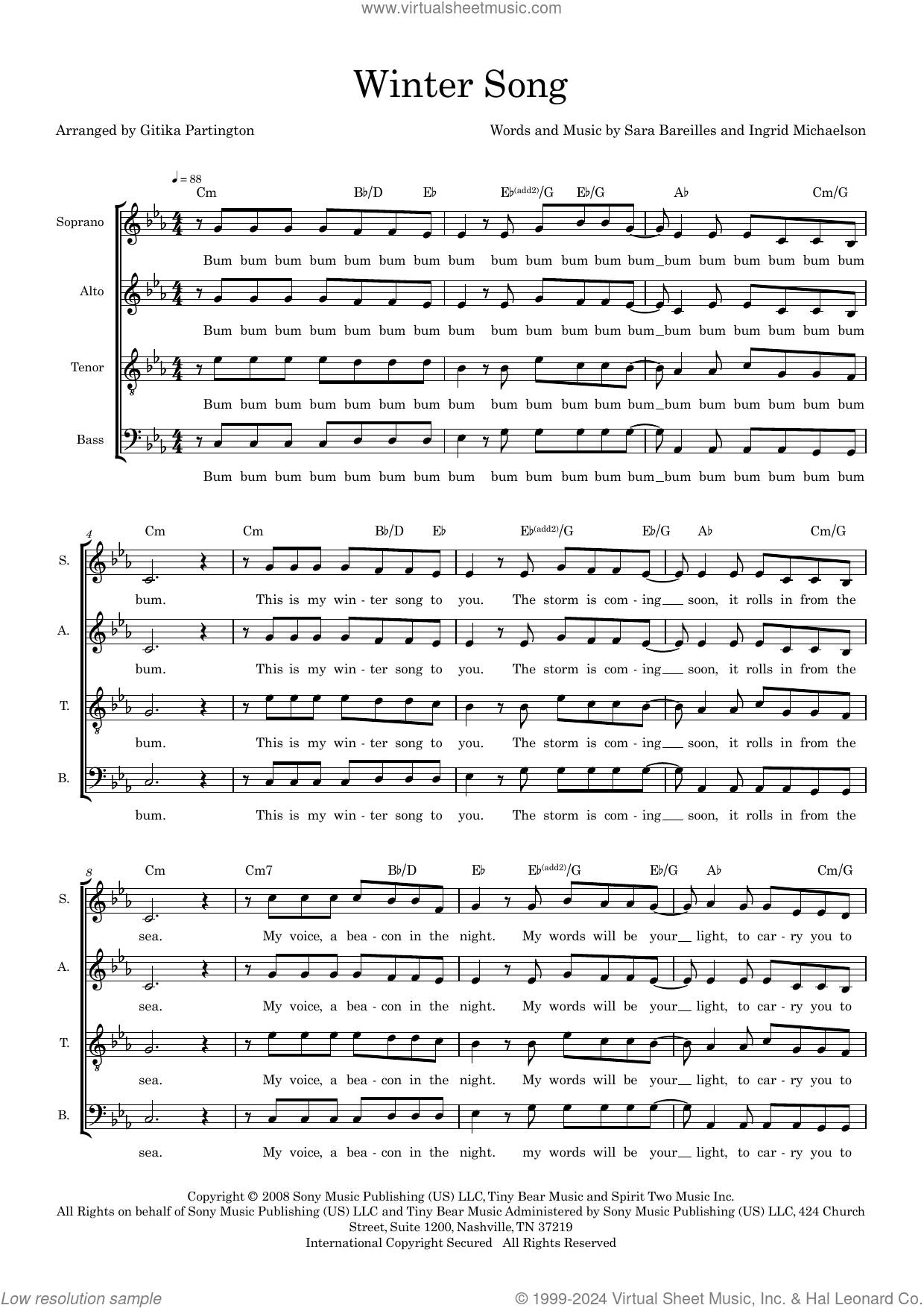 Winter Song (arr. Gitika Partington) sheet music for choir (SATB ...