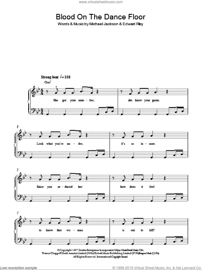 Blood On The Dance Floor sheet music for piano solo (PDF)