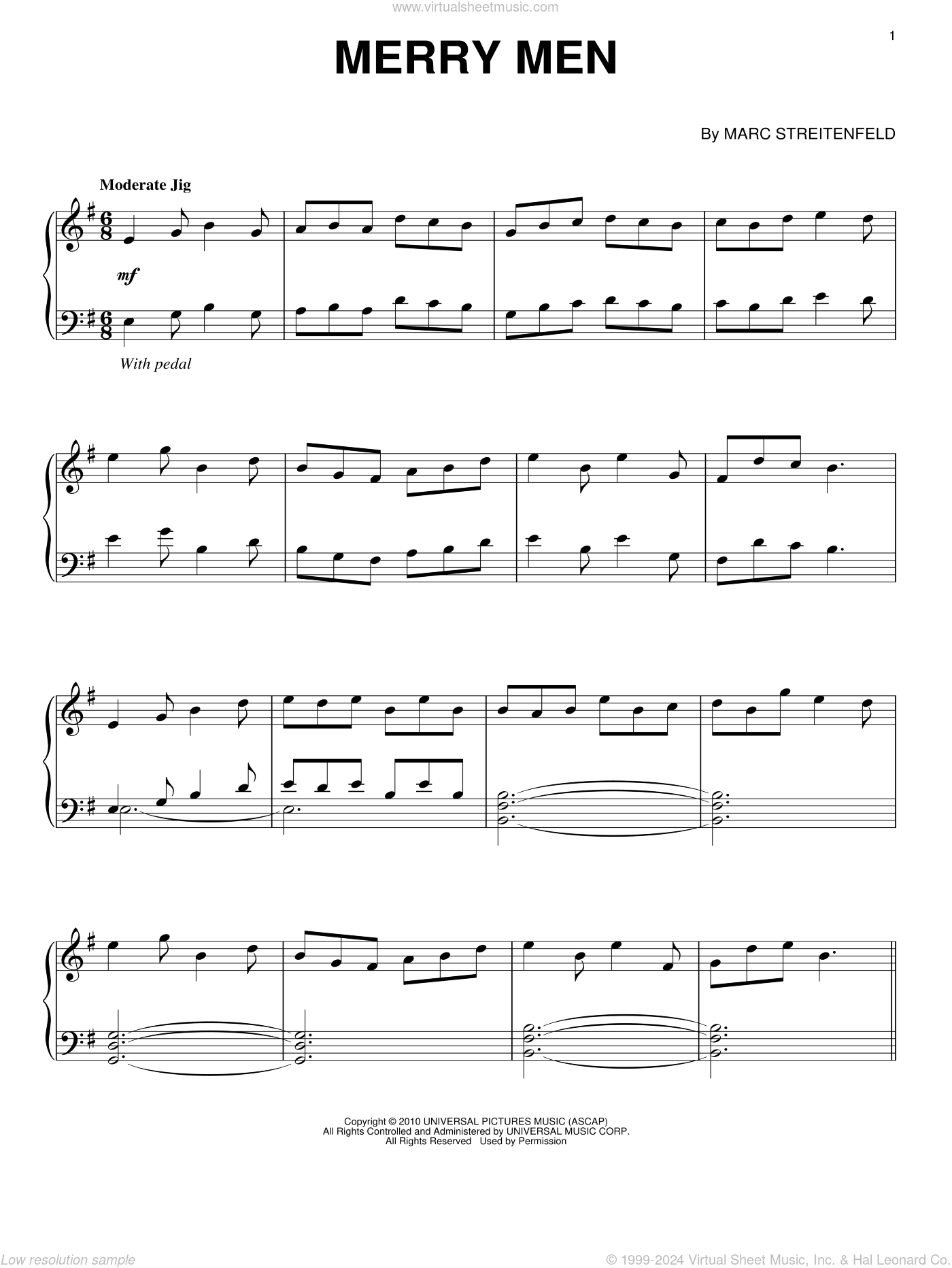 Merry Men sheet music for piano solo (PDF-interactive)