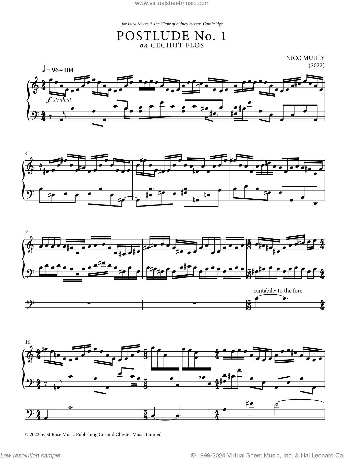 Postlude No. 1 on Cecidit Flos sheet music for organ (PDF)