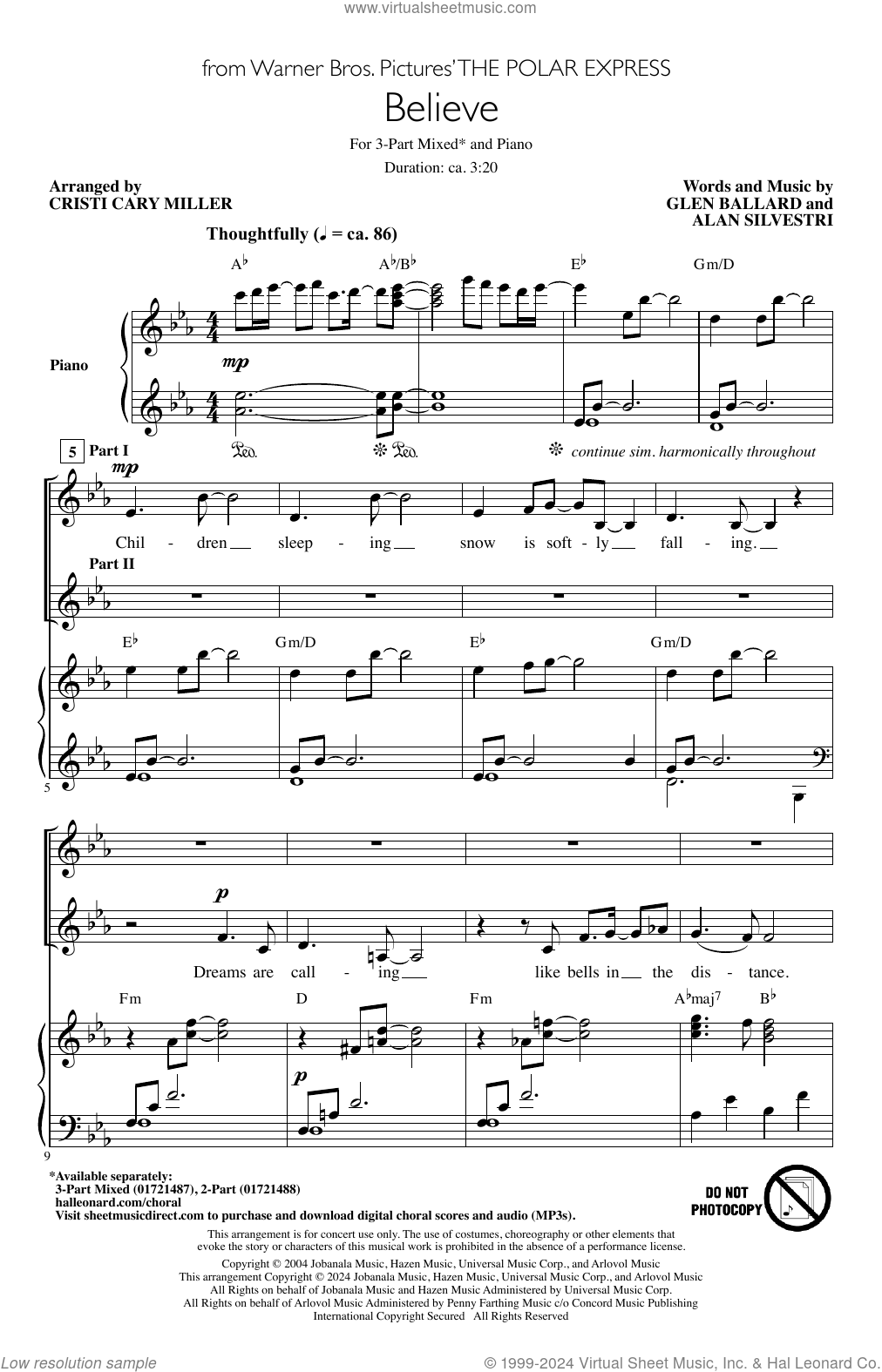 Believe (from The Polar Express) (arr. Cristi Cary Miller) sheet music ...