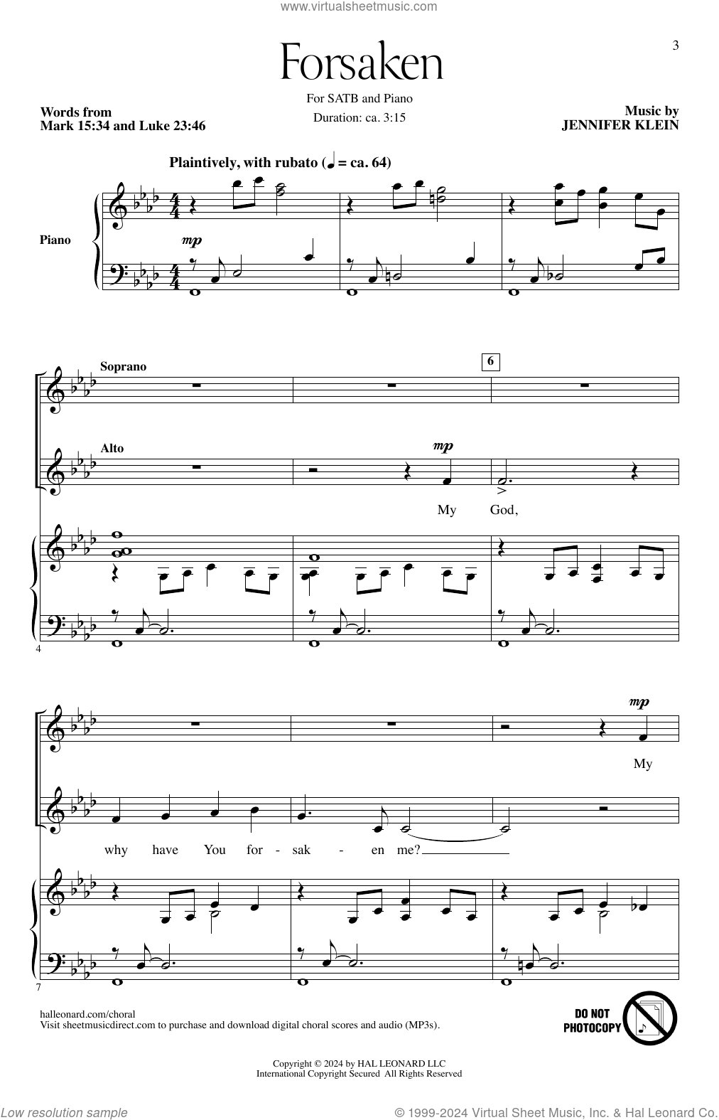 Forsaken sheet music for choir (SATB: soprano, alto, tenor, bass)
