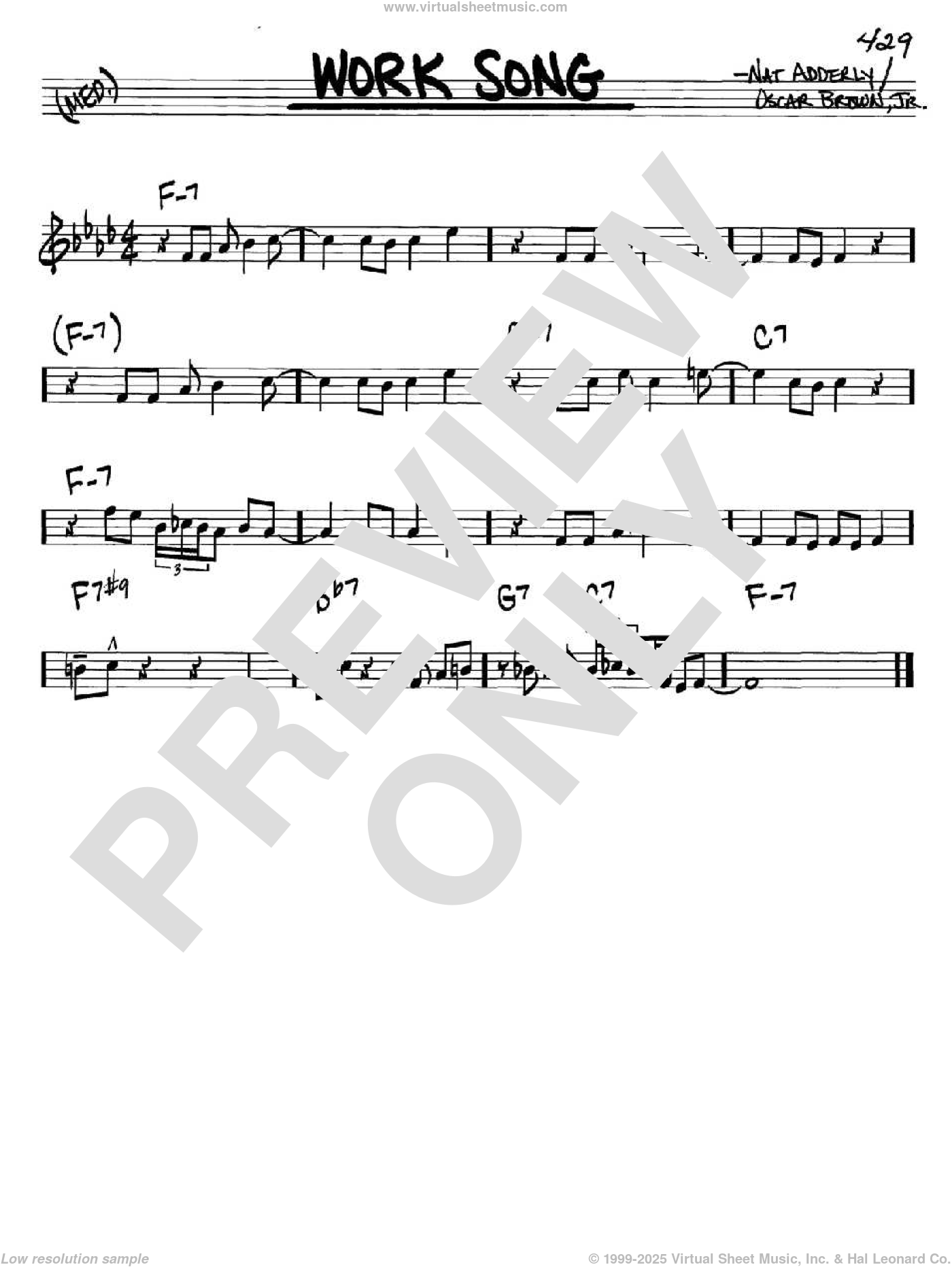 Work Song sheet music (real book - melody and chords) (in C)