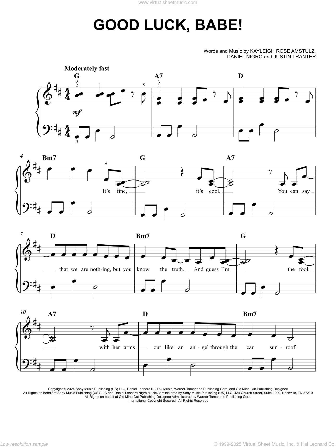 Good Luck, Babe!, (easy) sheet music for piano solo (PDF)