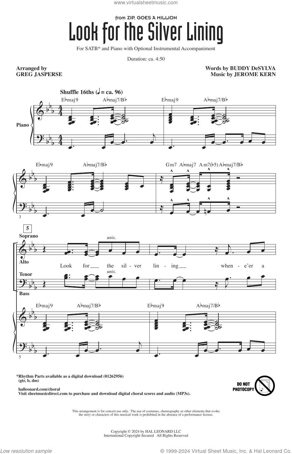 Look For The Silver Lining (arr. Greg Jasperse) sheet music for choir ...