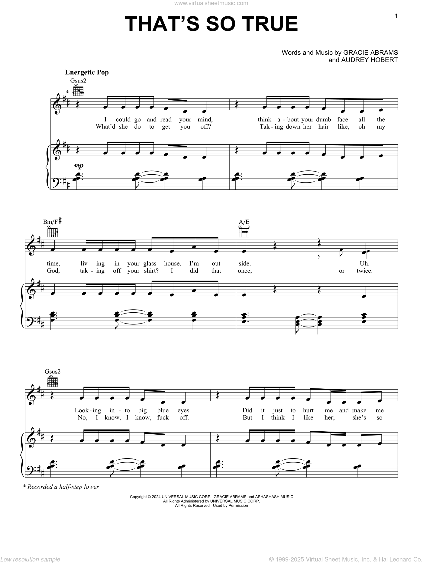 That's So True sheet music for voice, piano or guitar (PDF)
