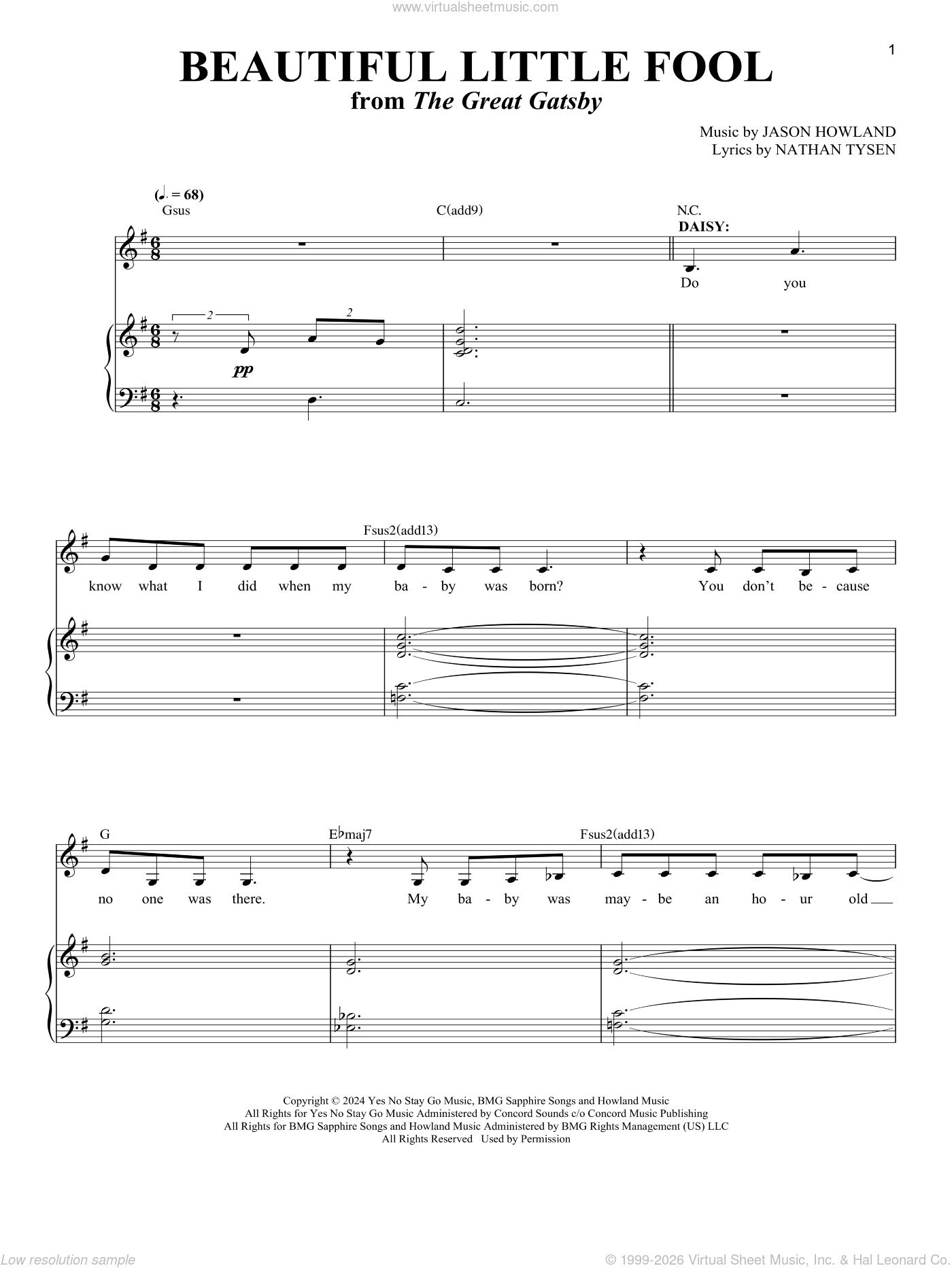 Beautiful Little Fool (from The Great Gatsby) sheet music for voice and ...