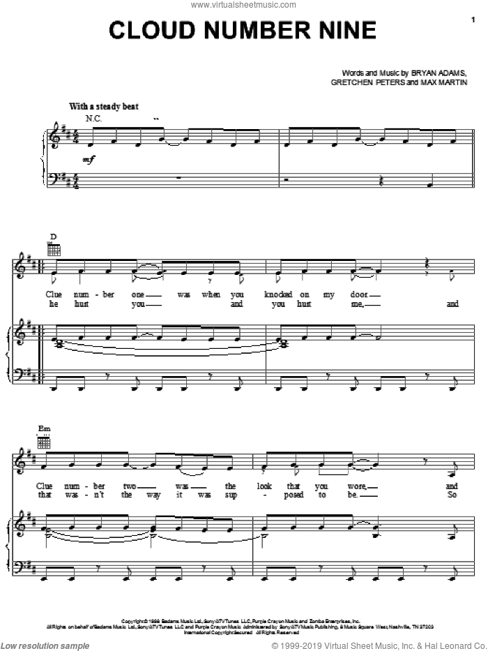 Cloud Number Nine sheet music for voice, piano or guitar (PDF)