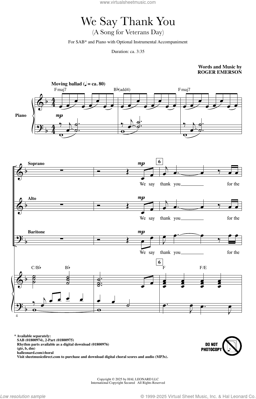 We Say Thank You (A Song For Veterans Day) sheet music for choir (SAB ...