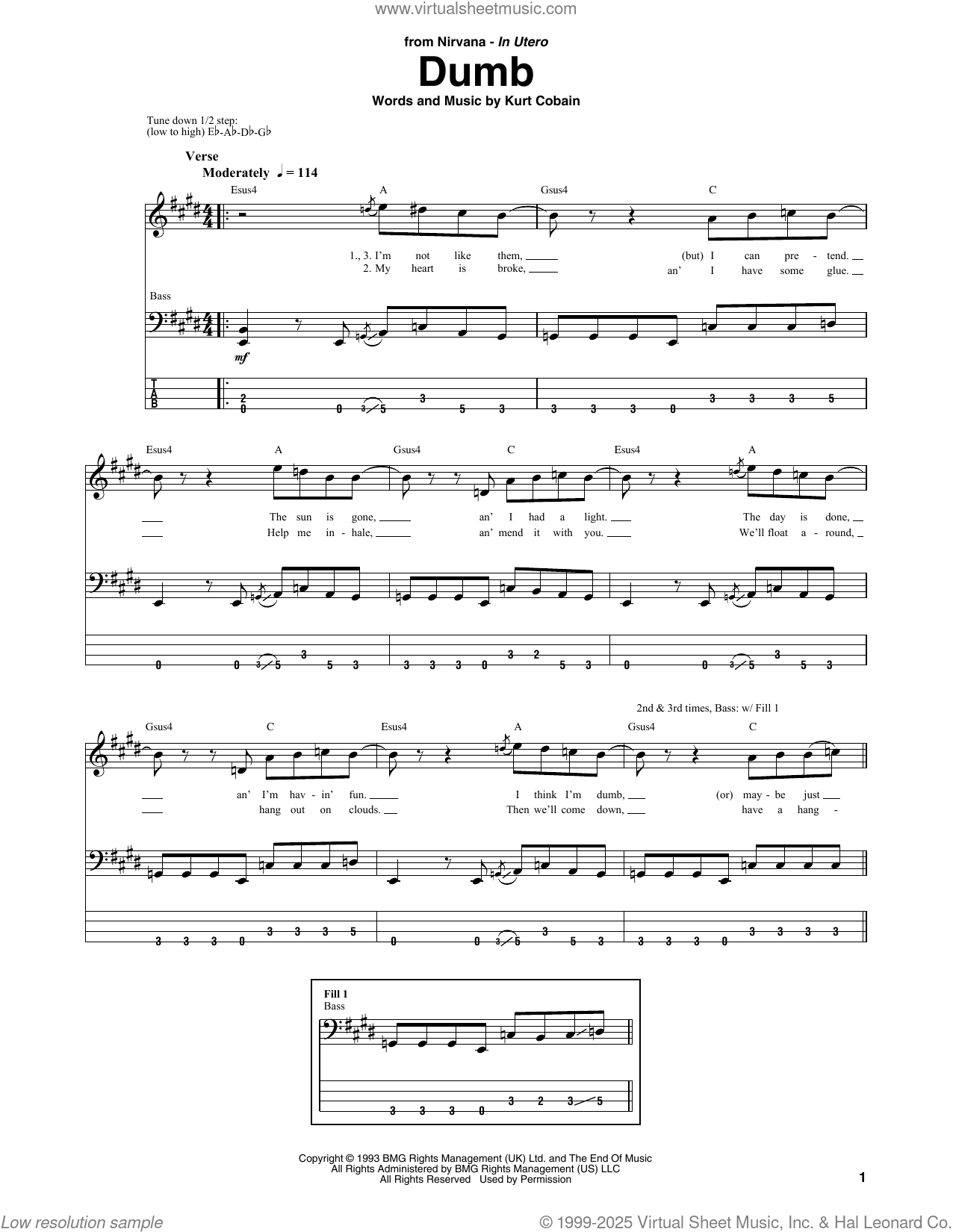 Dumb sheet music for bass (tablature) (bass guitar) (PDF)