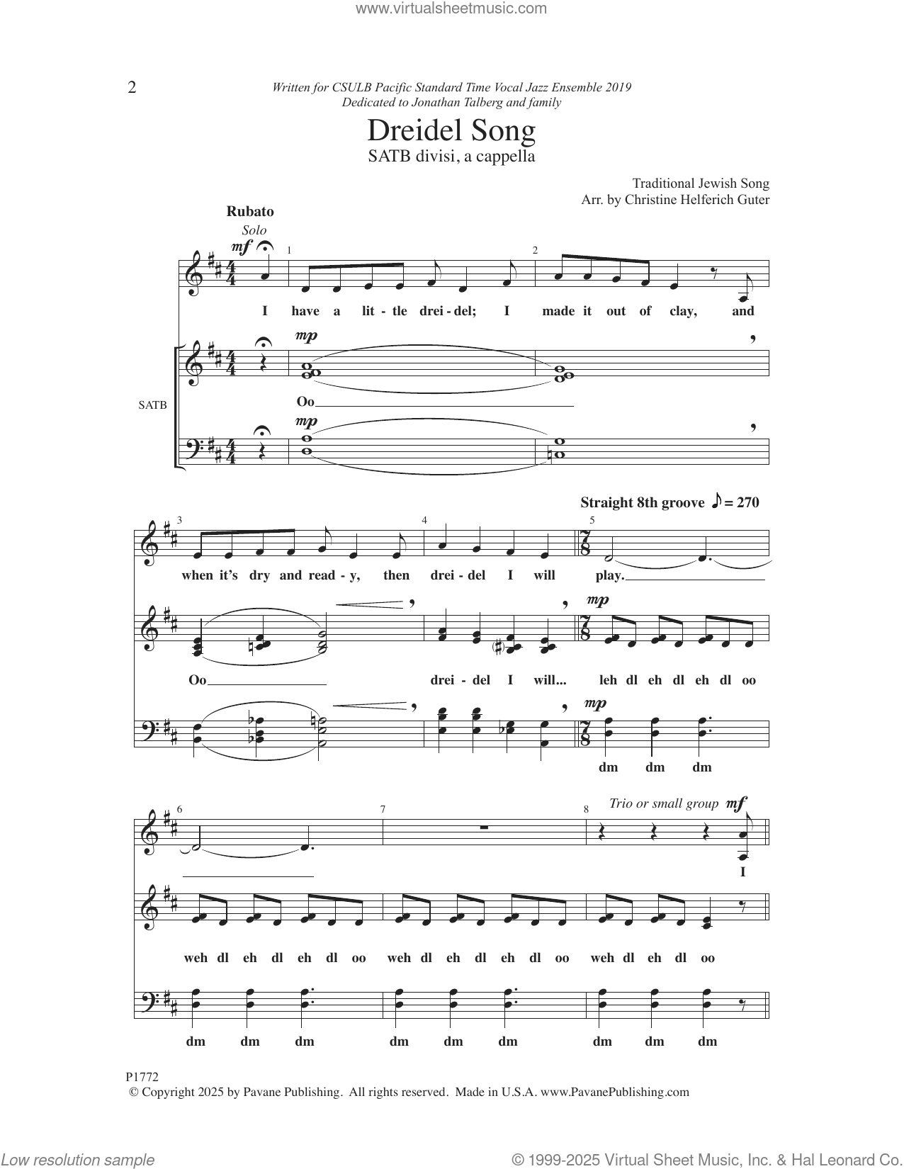 Dreidel Song (arr. Christine Helferich Guter) sheet music for choir ...