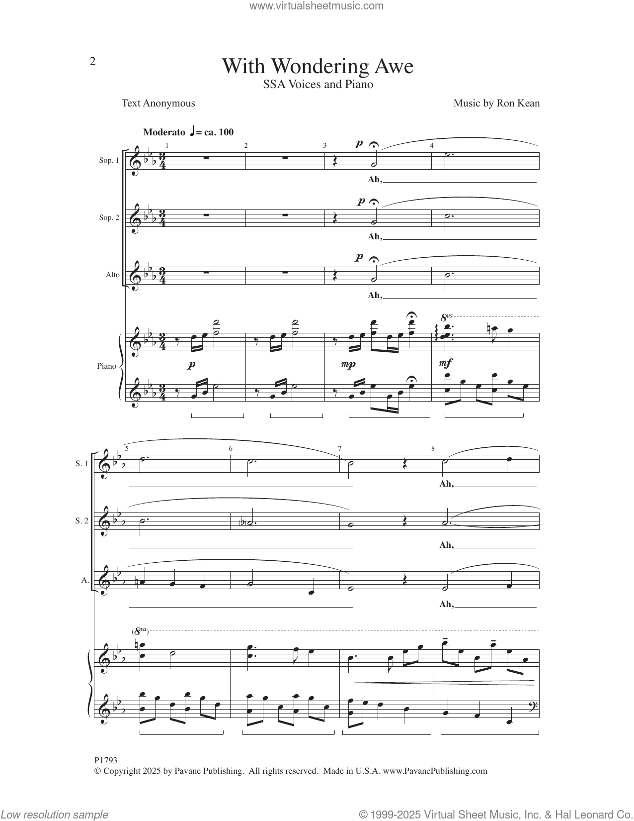 With Wondering Awe sheet music for choir (SSA: soprano, alto)