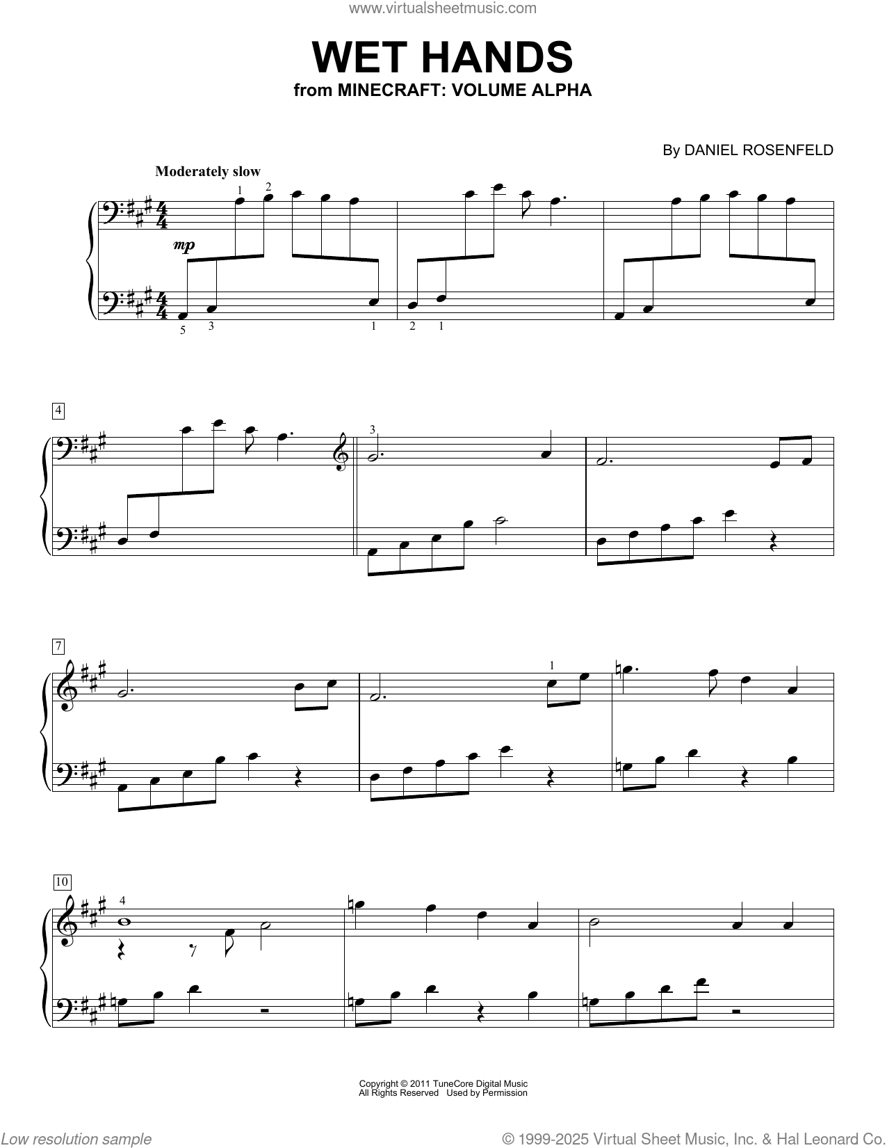Wet Hands (from Minecraft) sheet music (E-Z Play) (PDF)