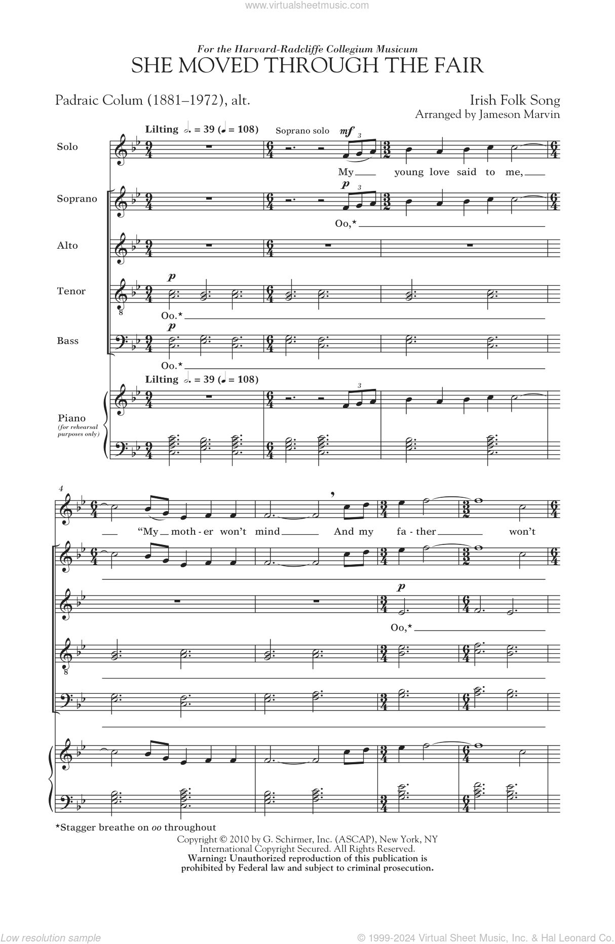 She Moved Thro' The Fair (She Moved Through The Fair) sheet music for ...