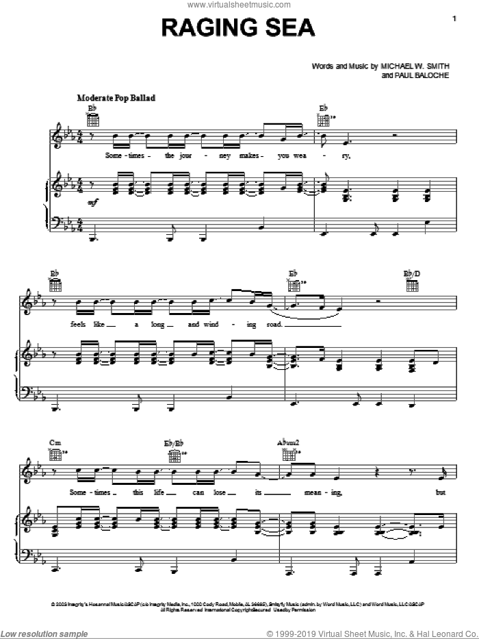 Raging Sea sheet music for voice, piano or guitar (PDF)