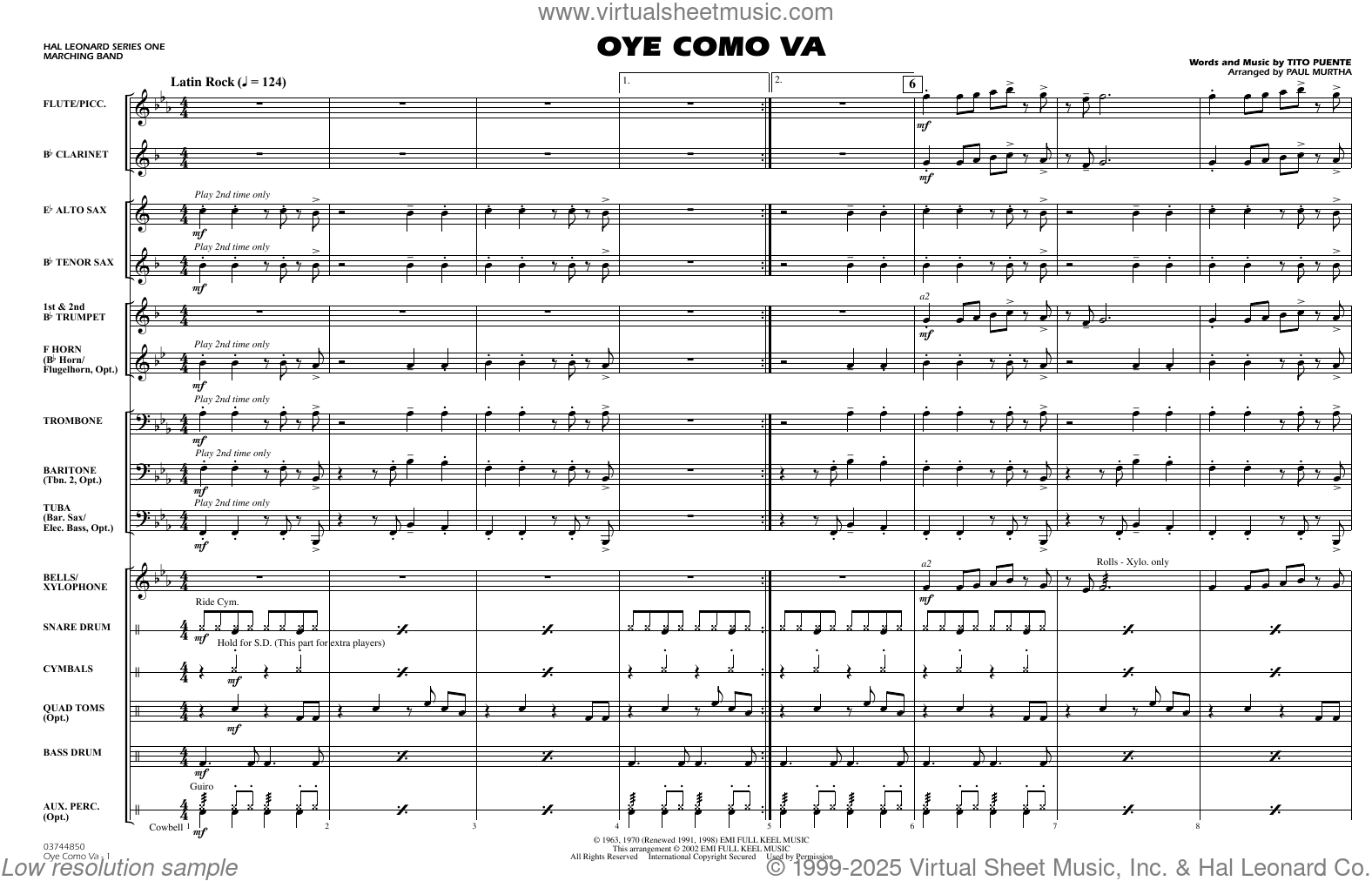 Oye Como Va (arr. Paul Murtha) sheet music (complete collection) for ...