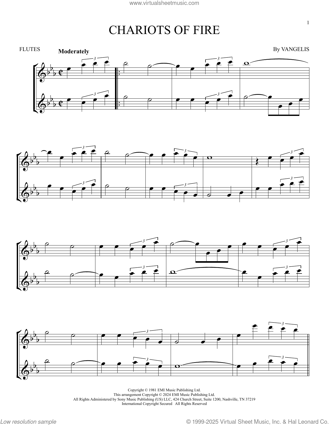 Chariots Of Fire sheet music for two flutes (duets) (PDF)