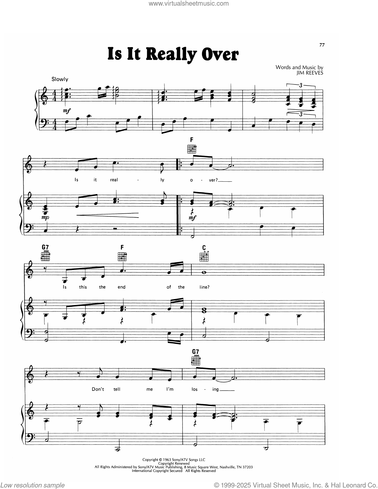 Is It Really Over sheet music for voice, piano or guitar (PDF)