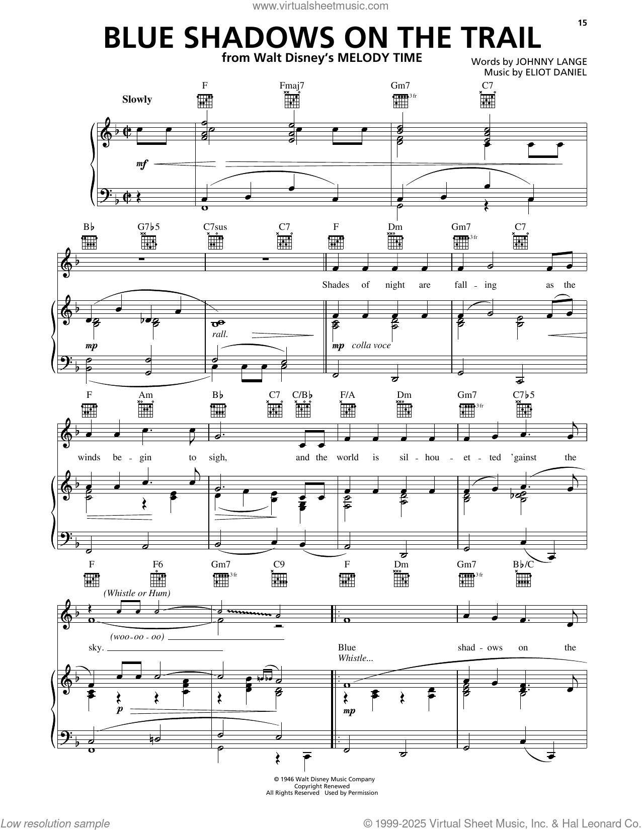 Blue Shadows On The Trail sheet music for voice, piano or guitar