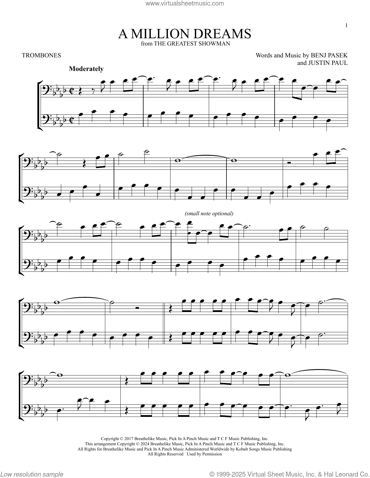 A Million Dreams (from The Greatest Showman) sheet music for two ...