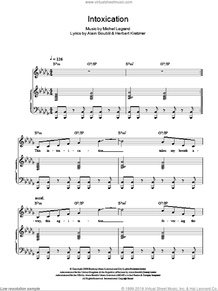 Intoxication sheet music for voice, piano or guitar (PDF)