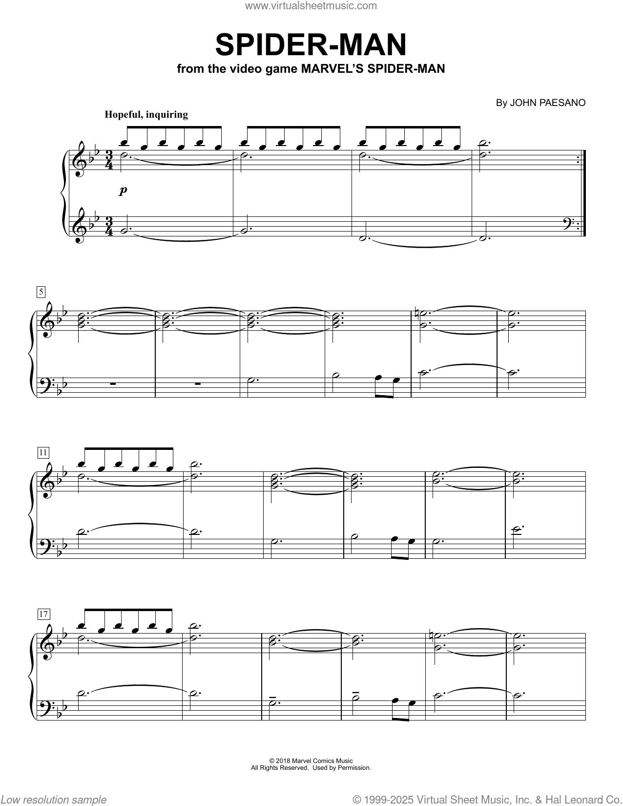 Spider-Man sheet music for voice and other instruments (E-Z Play)