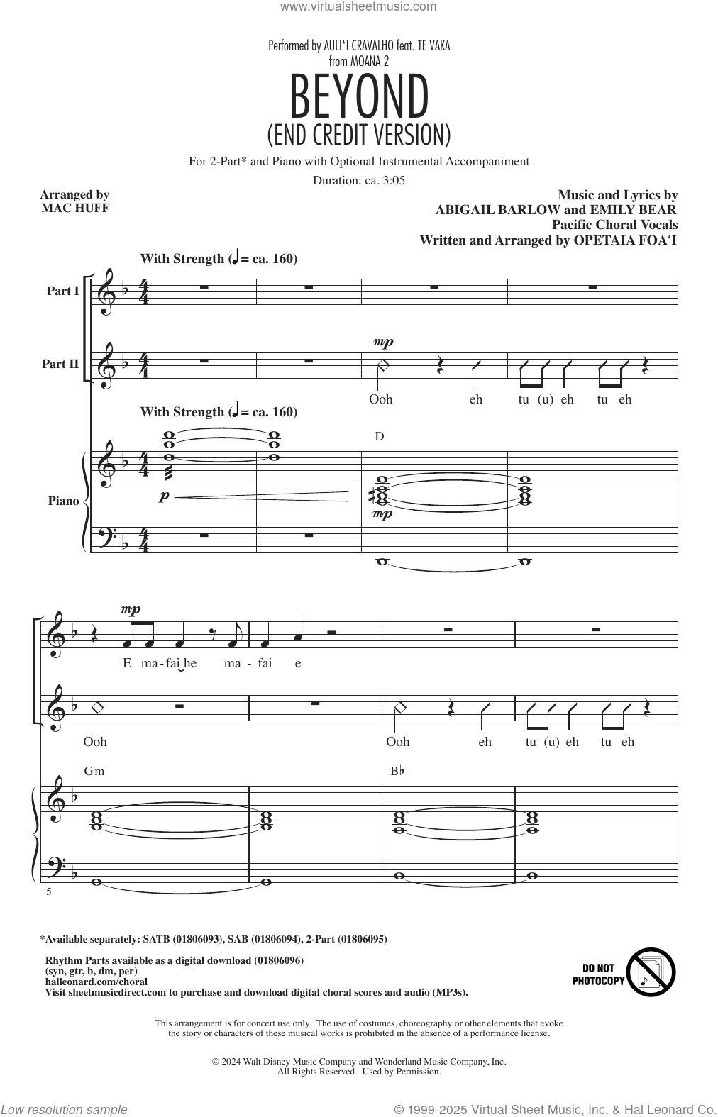 Beyond (End Credit Version) (from Moana 2) (arr. Mac Huff) sheet music ...