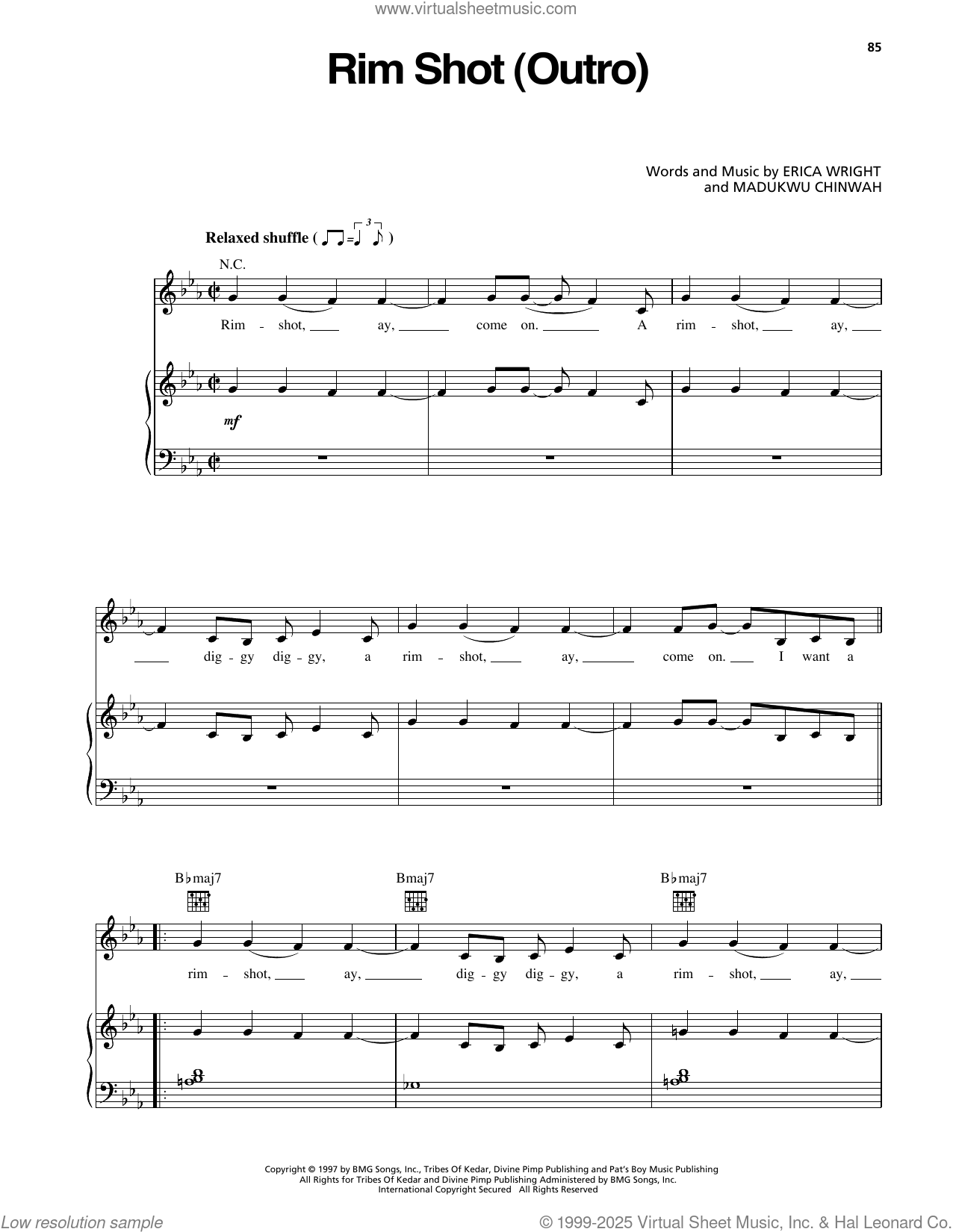 Rim Shot (Outro) sheet music for voice, piano or guitar (PDF)