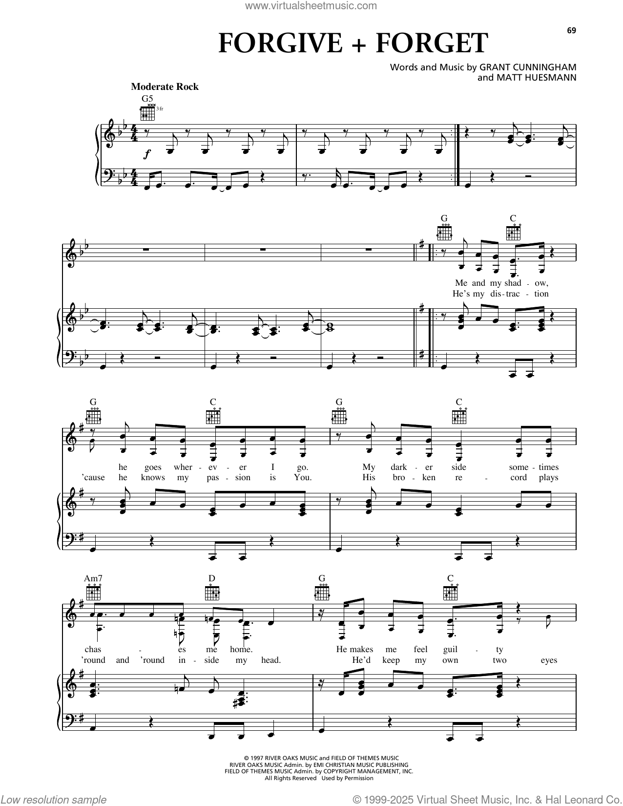 Forgive + Forget sheet music for voice, piano or guitar (PDF)