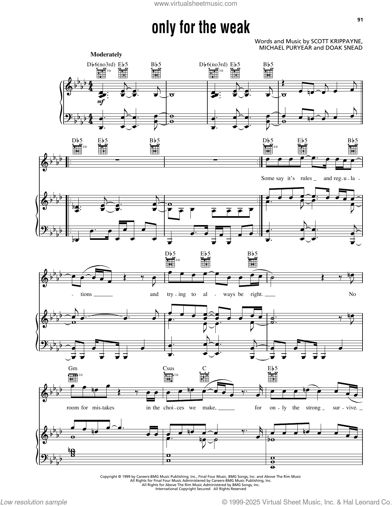 Only For The Weak sheet music for voice, piano or guitar (PDF)