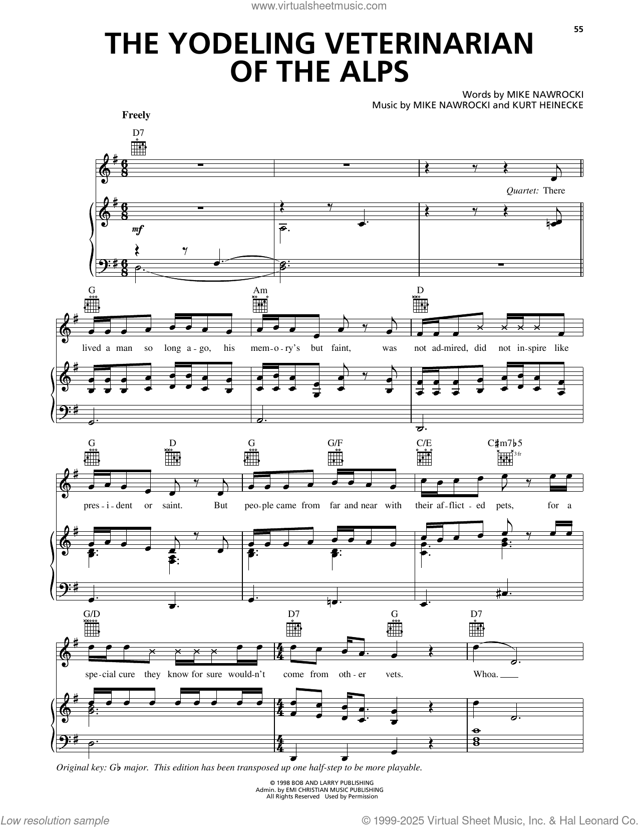 The Yodeling Veterinarian Of The Alps sheet music for voice, piano or ...