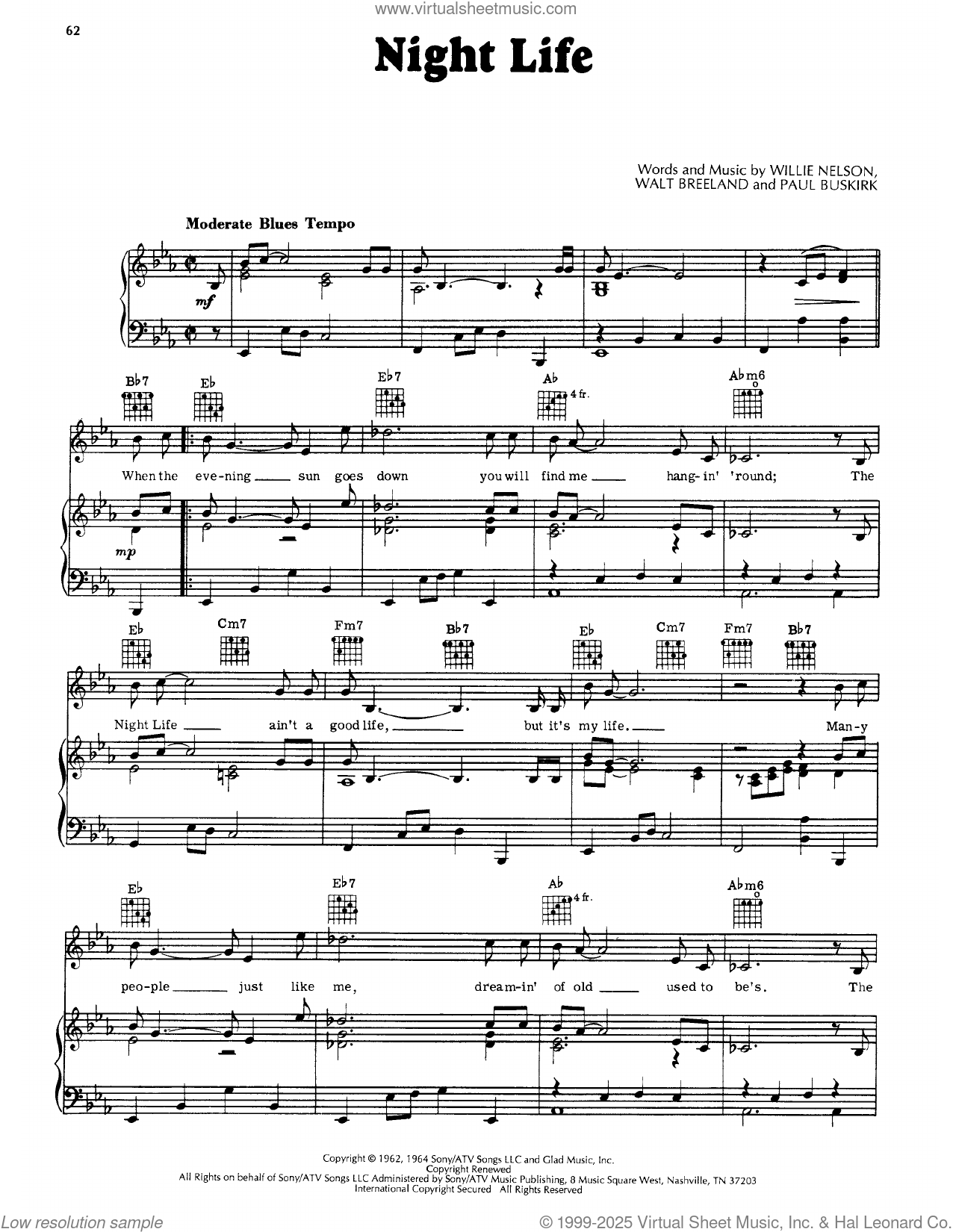Night Life sheet music for voice, piano or guitar (PDF)