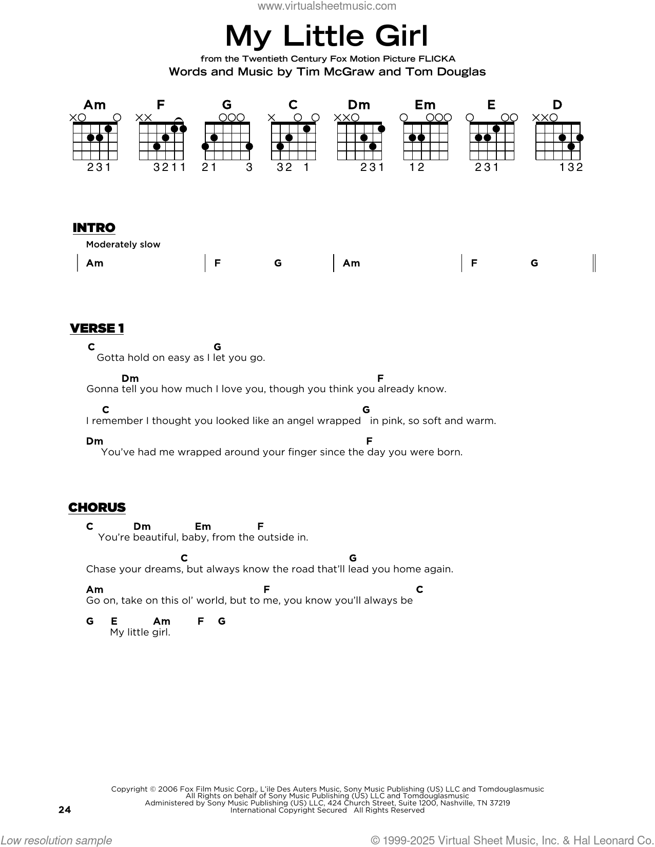 My Little Girl (from My Friend Flicka) sheet music for guitar solo