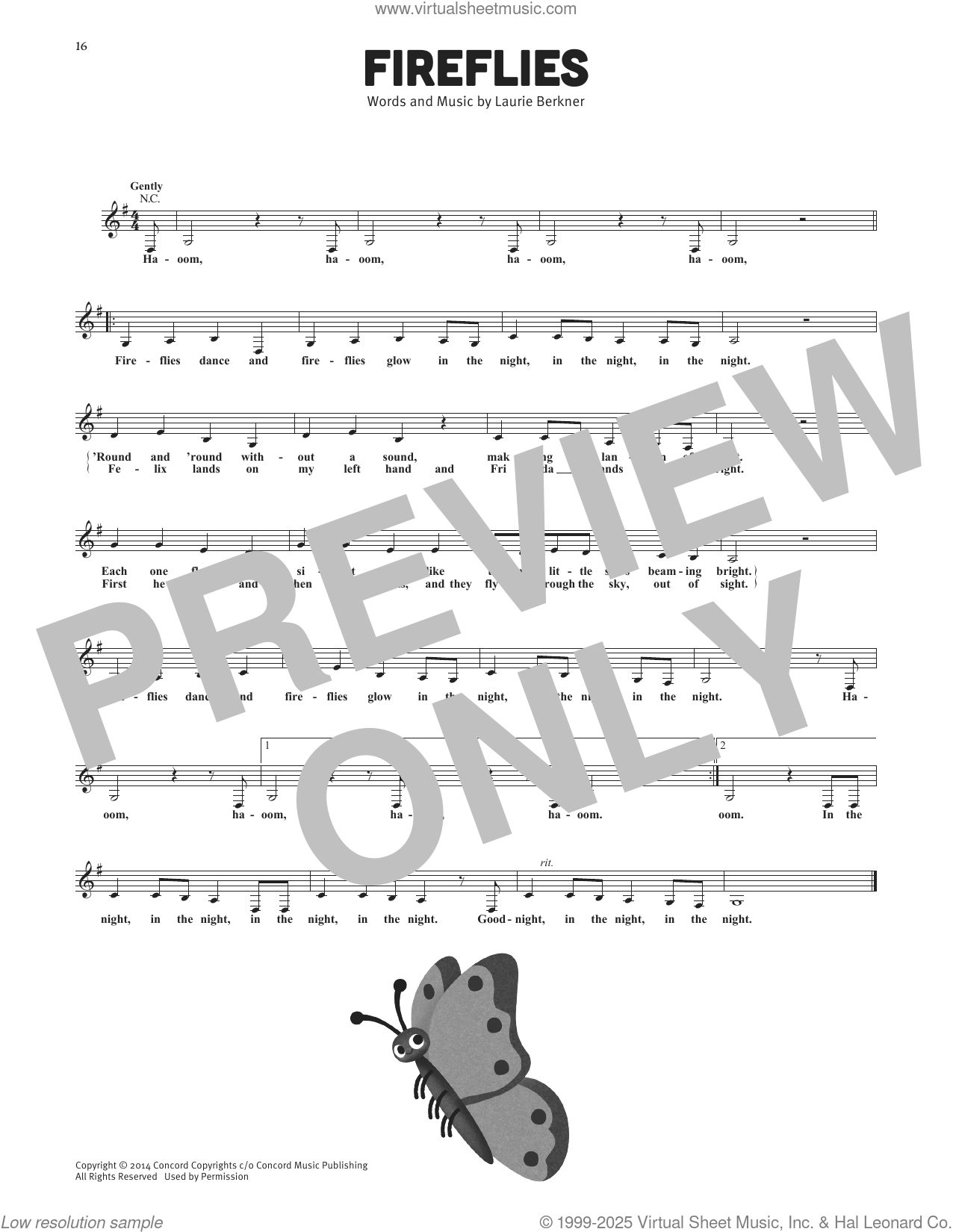 The Laurie Berkner Band: Fireflies sheet music (fake book) (PDF)
