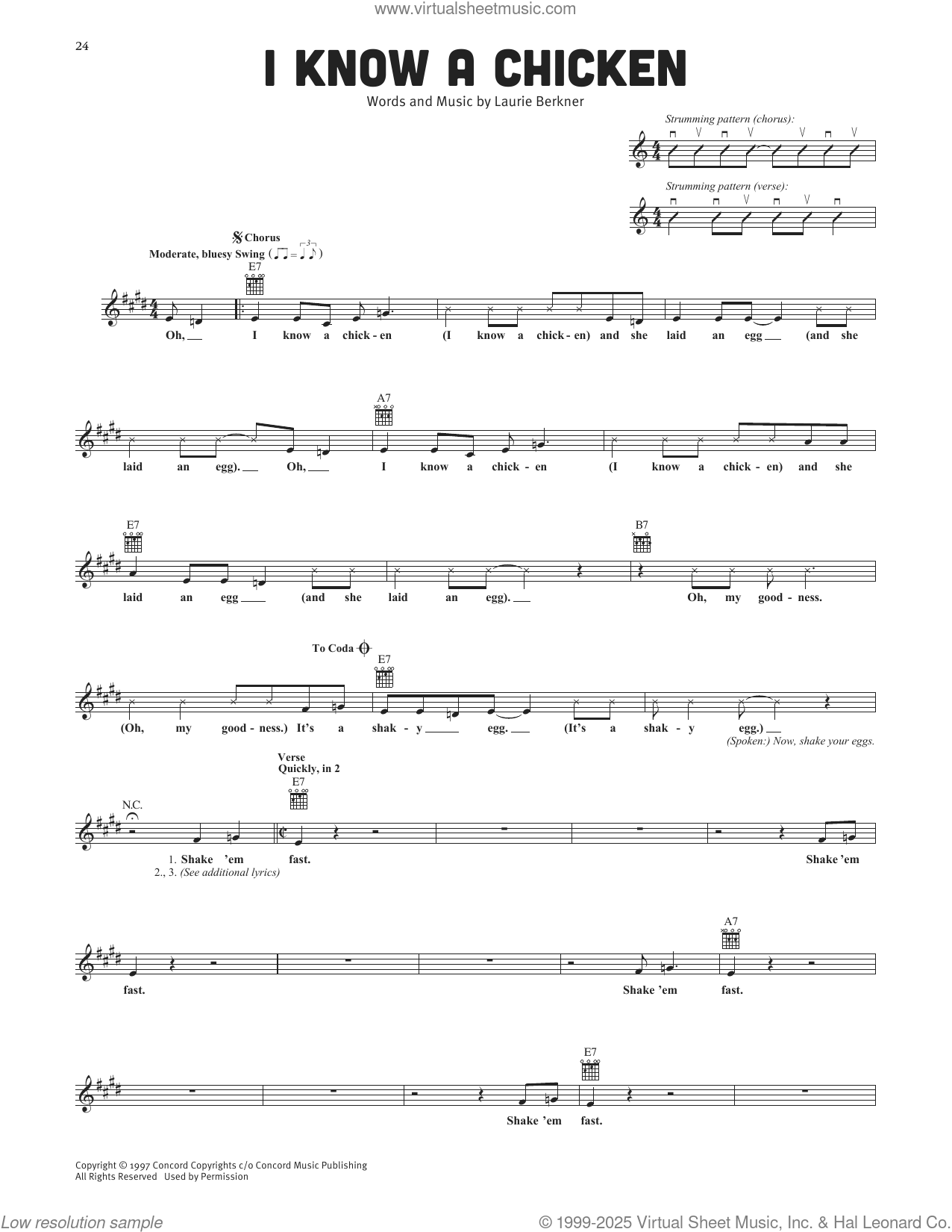 I Know A Chicken sheet music (fake book) (PDF)