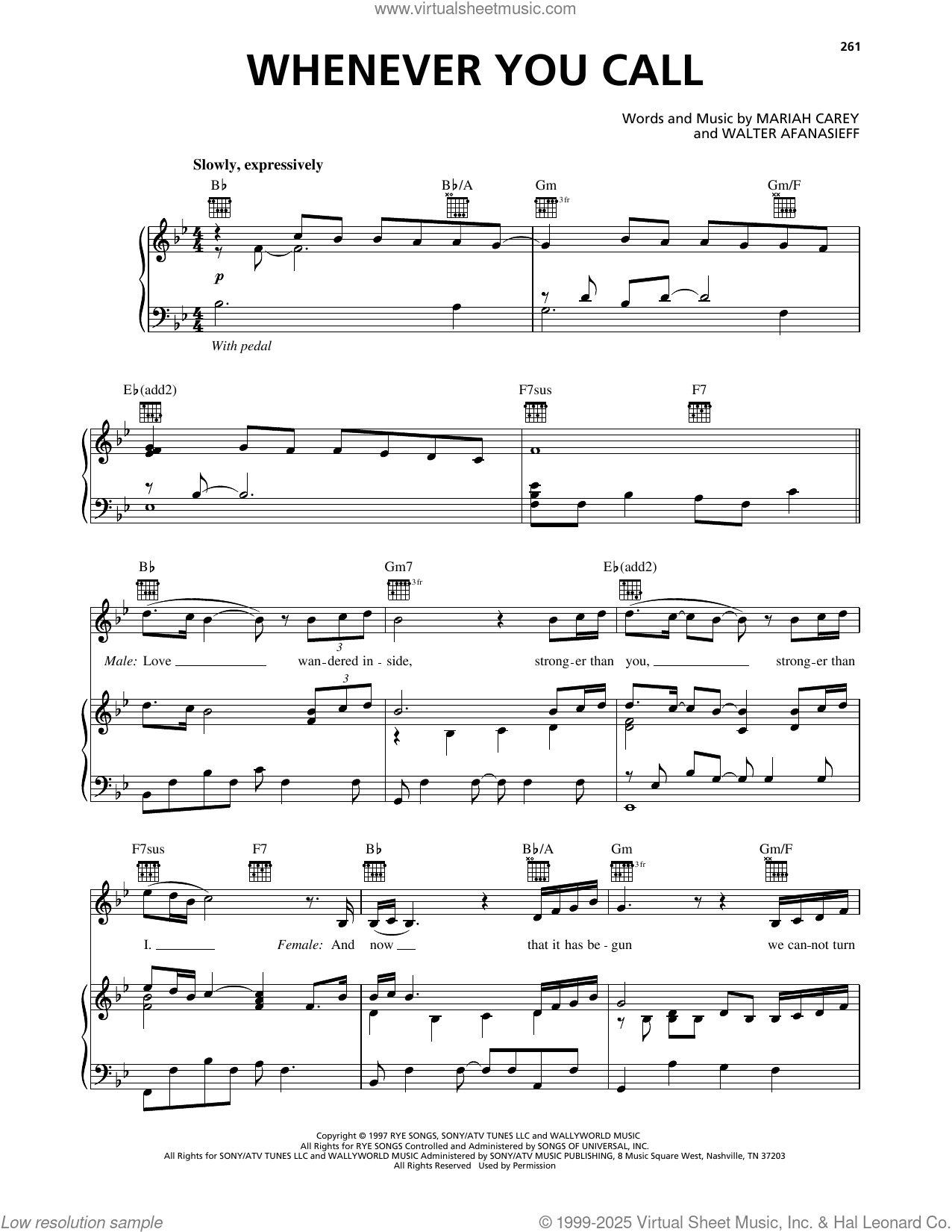Whenever You Call sheet music for voice, piano or guitar (PDF)