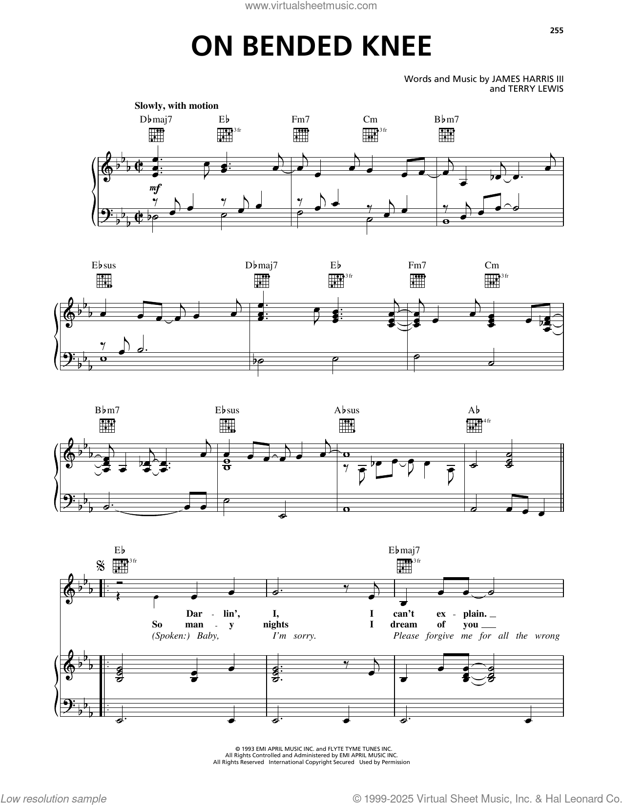 On Bended Knee sheet music for voice, piano or guitar (PDF)