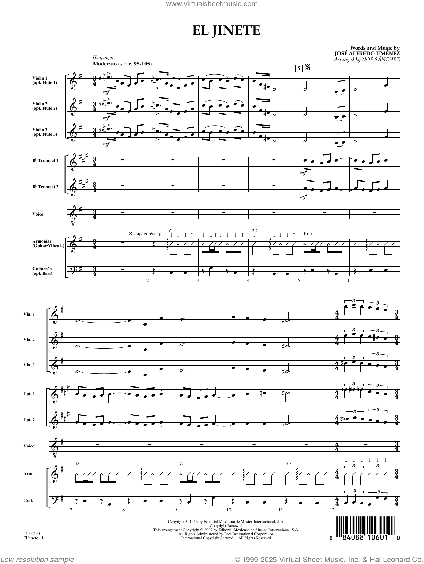 El Jinete sheet music (complete collection) for concert band