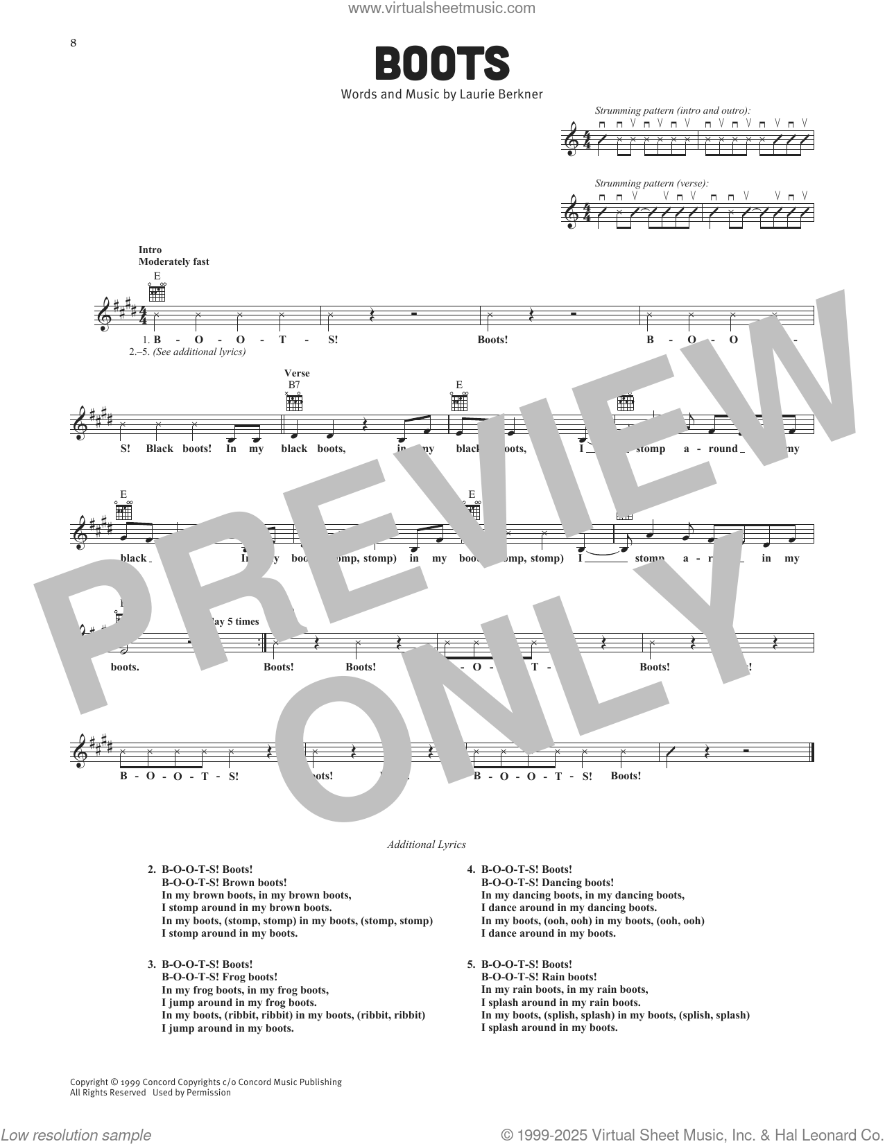 Boots sheet music for voice and other instruments (fake book)