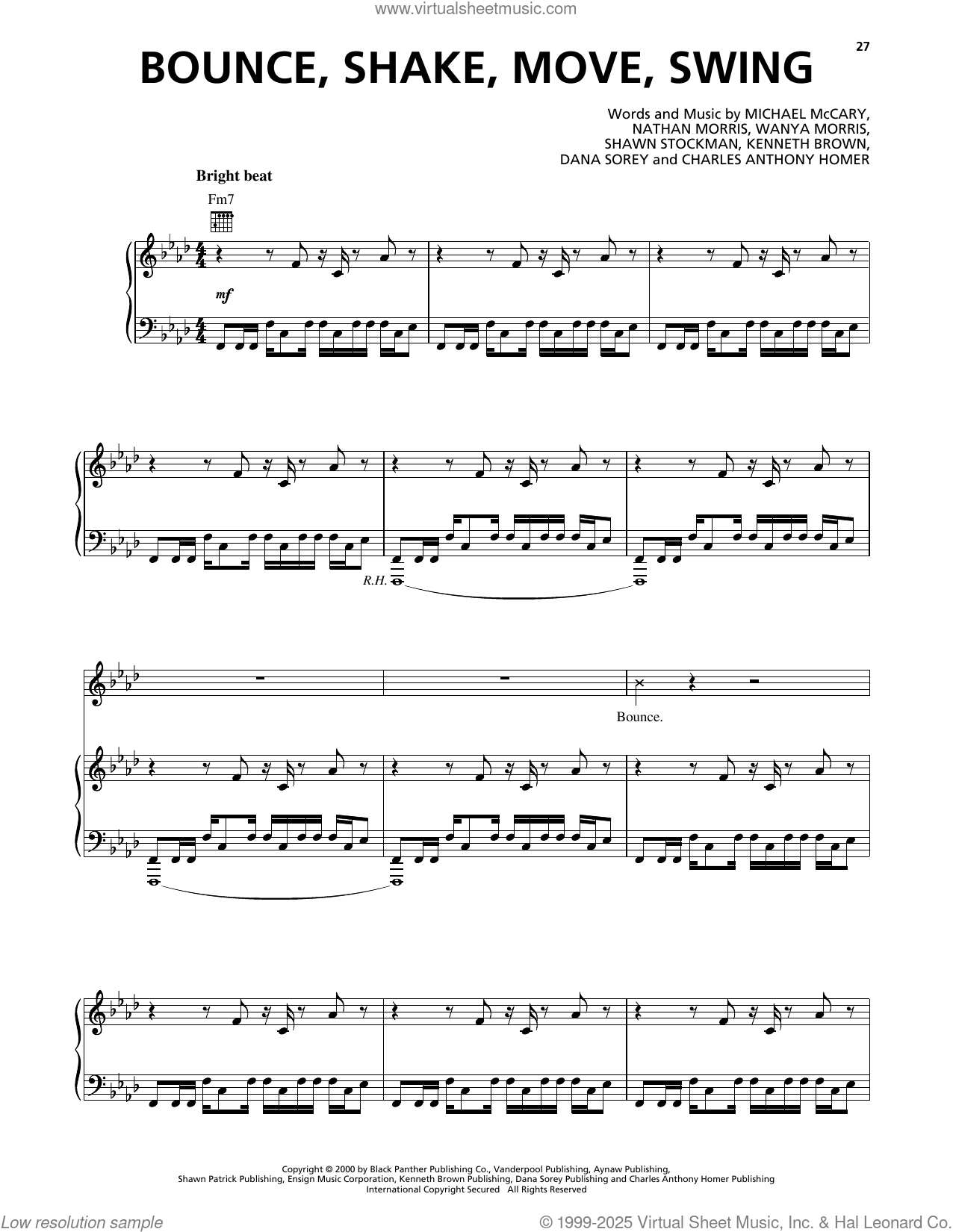 Bounce, Shake, Move, Swing sheet music for voice, piano or guitar