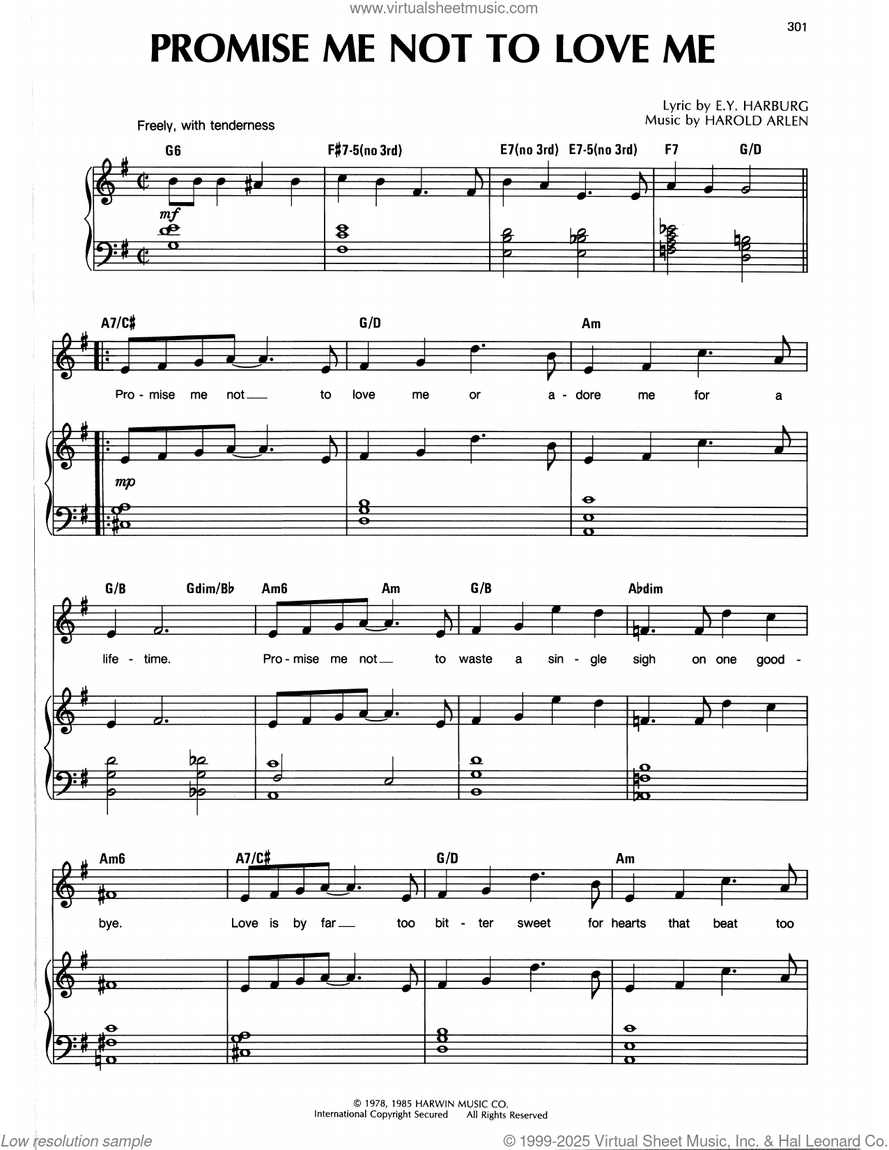 Promise Me Not To Love Me sheet music for voice, piano or guitar