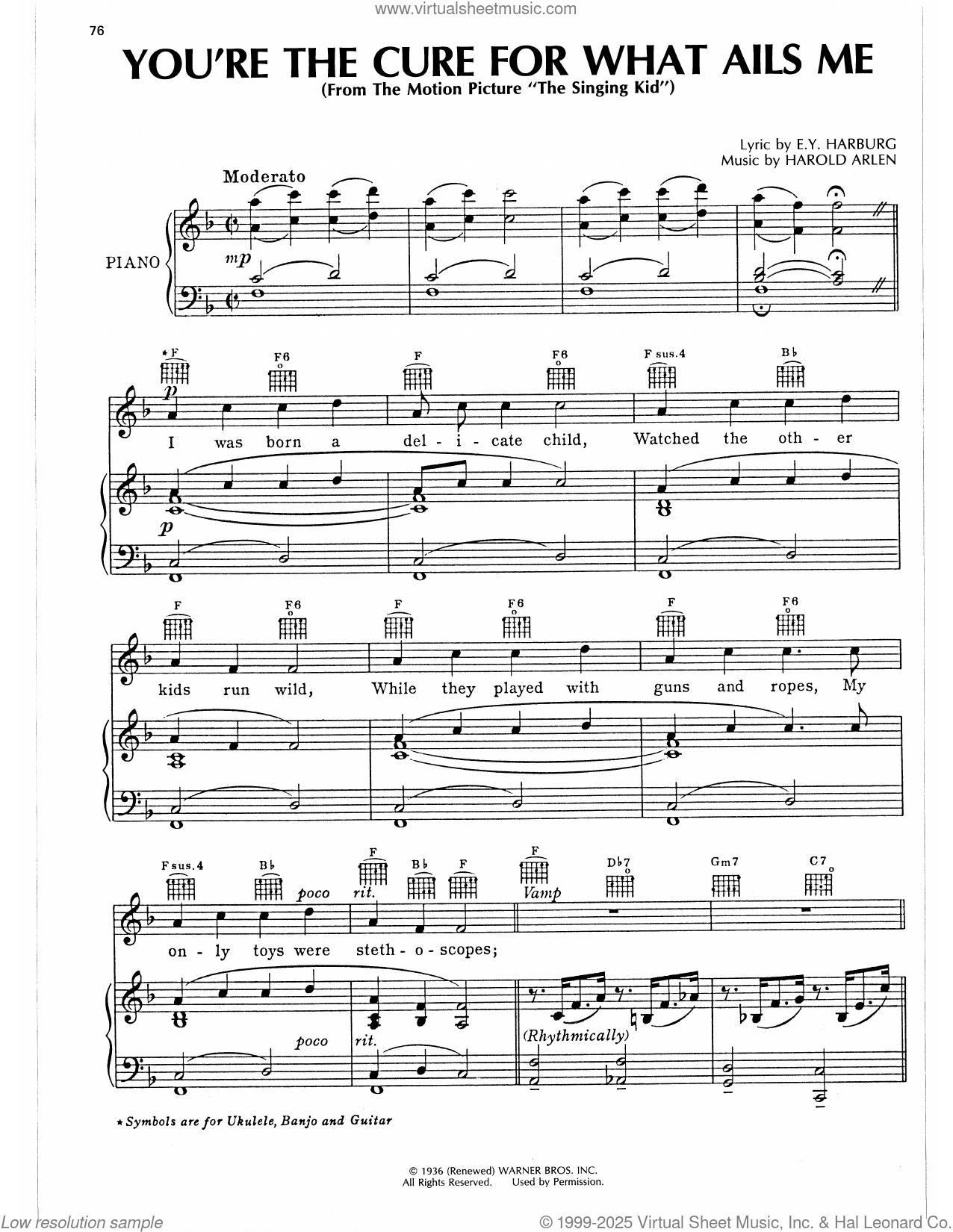 You're The Cure For What Ails Me (from The Singing Kid) sheet music for ...