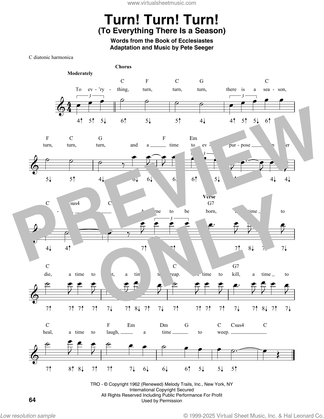 Turn! Turn! Turn! (To Everything There Is A Season) sheet music for ...